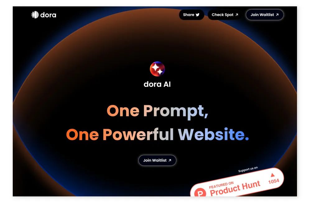 Dora AI ！一句话生成可交互、可编辑网站的 AI 神器 | AIGC工具导航